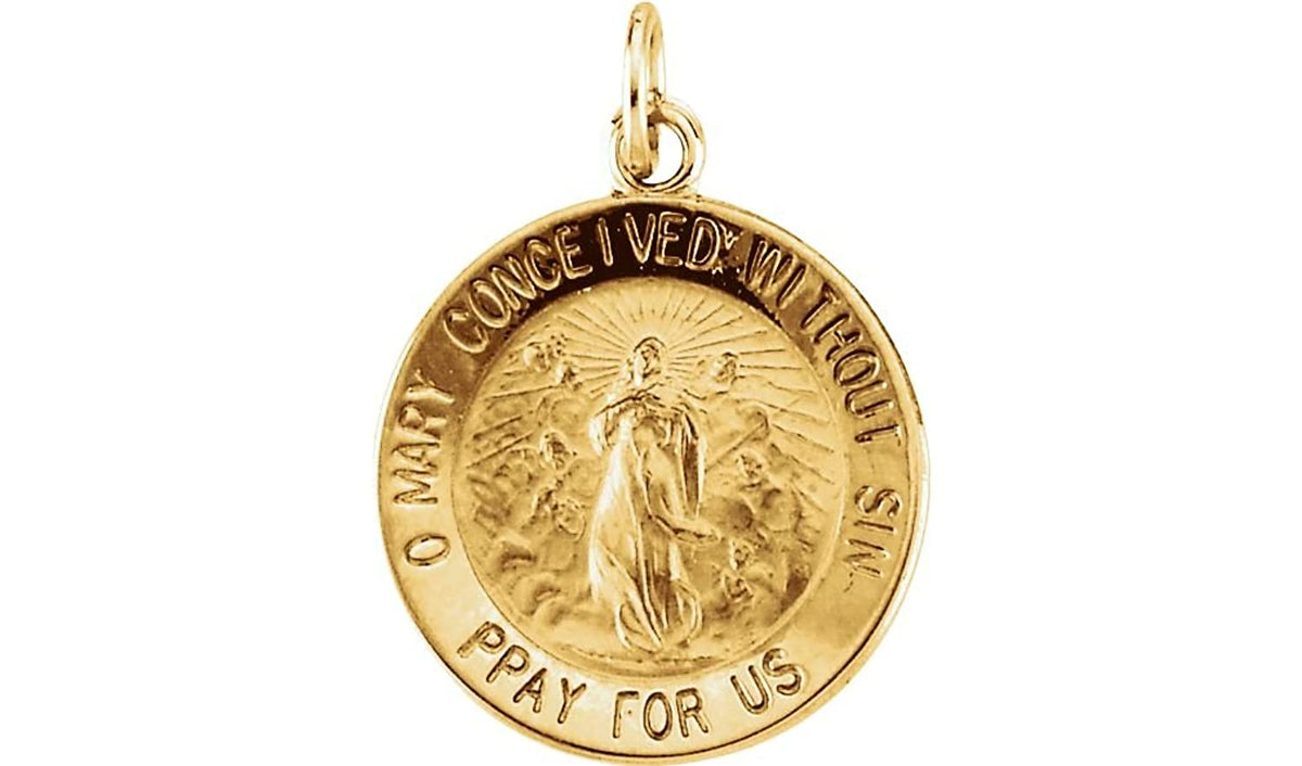 14k Yellow Gold Round Immaculate Conception Medal (15 MM) – The Men's ...