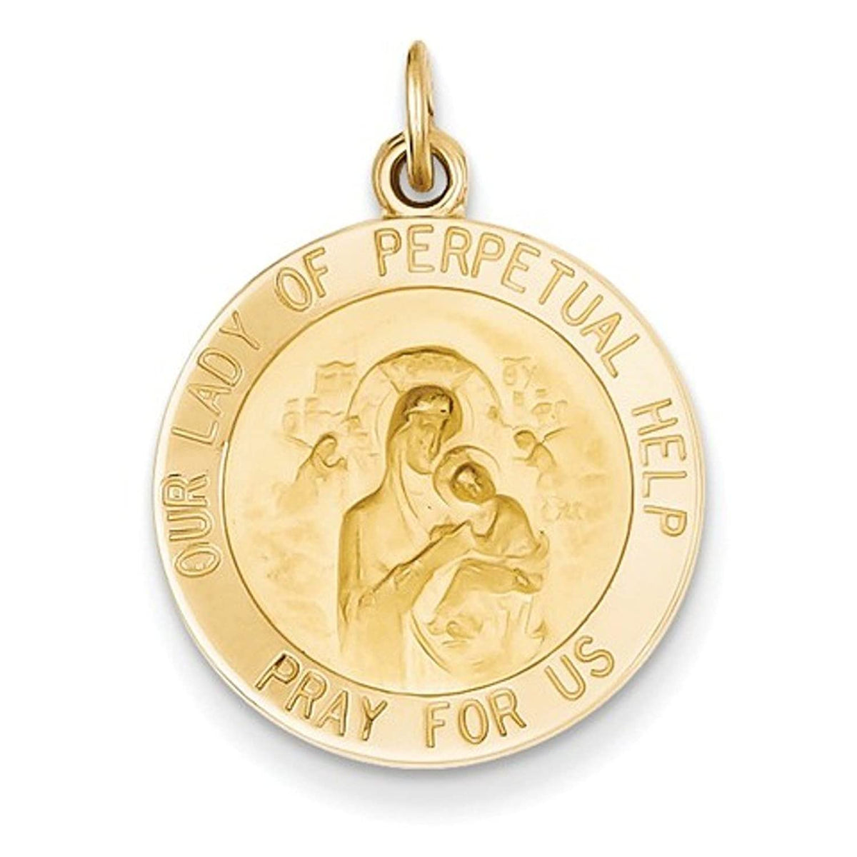 14k Yellow Gold Our Lady Of Perpetual Help Medal Pendant (25X18MM ...